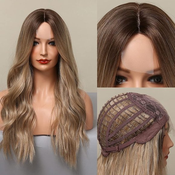 Sheer Beauté & Jewelry | Hair | Ash Blonde Long Curly Middle Part Wig ...